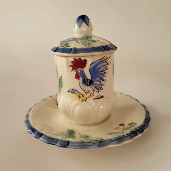NASCO | Dining | Vintage Nasco Blue Rooster Hand Painted Condiment Jam ...